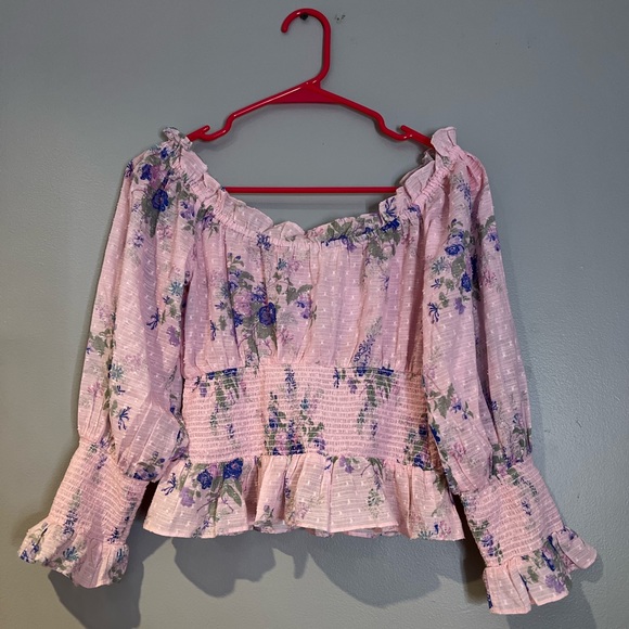 LoveShackFancy | Tops | Loveshackfancy Fifi Shoulder Top In Juicy Plum ...